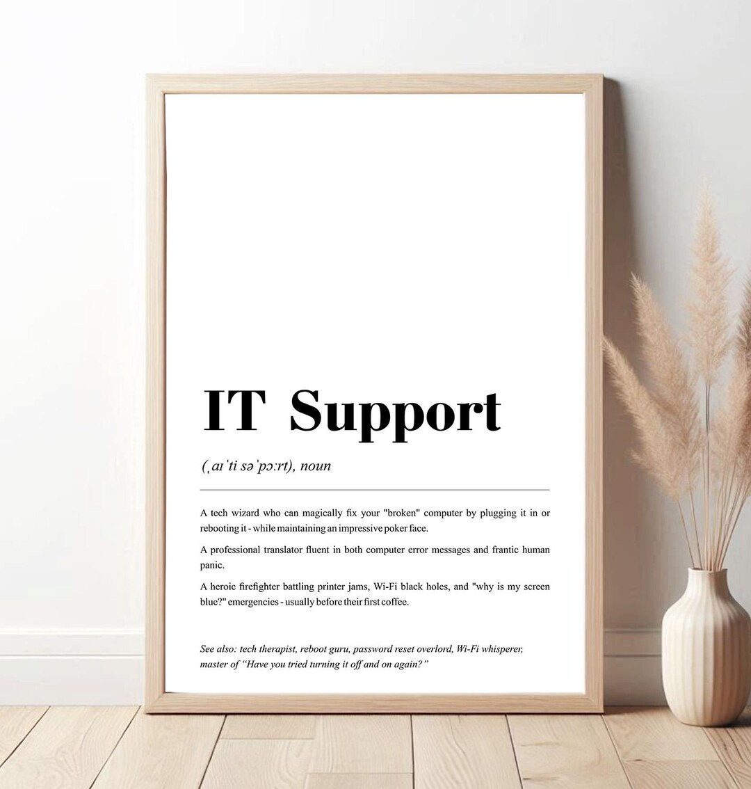 IT Support Definition Print | Funny Tech Wall Art | Digital Download - Etsy