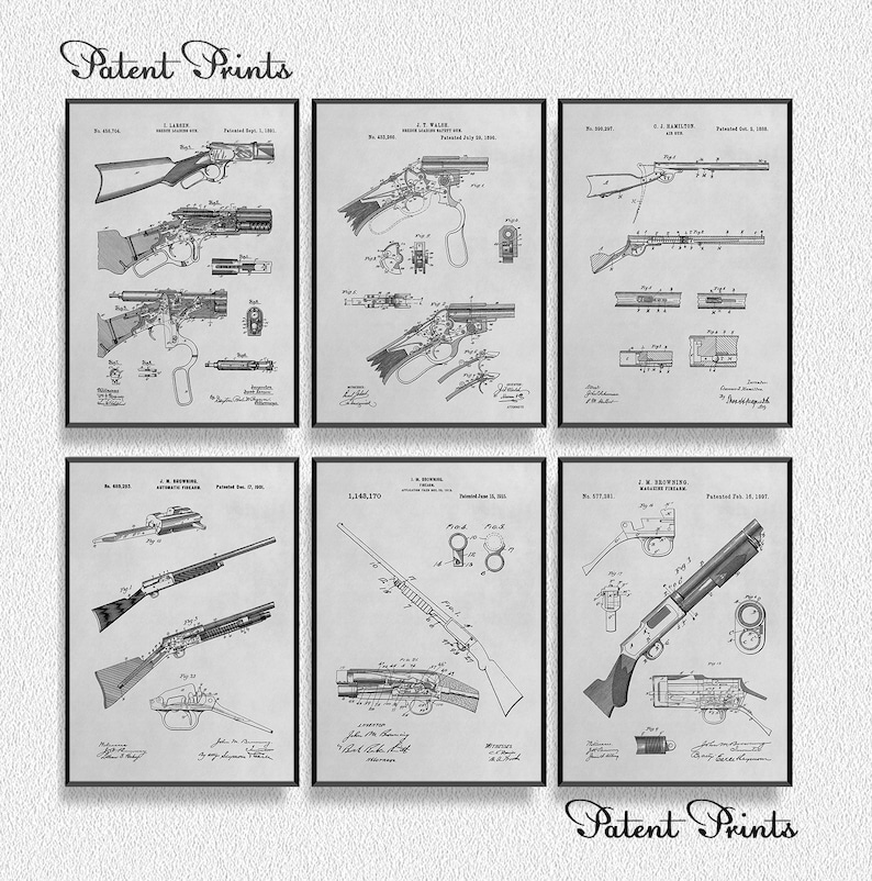 Set of Vintage Rifle Patents, Firearm Decor & Gifts - Etsy