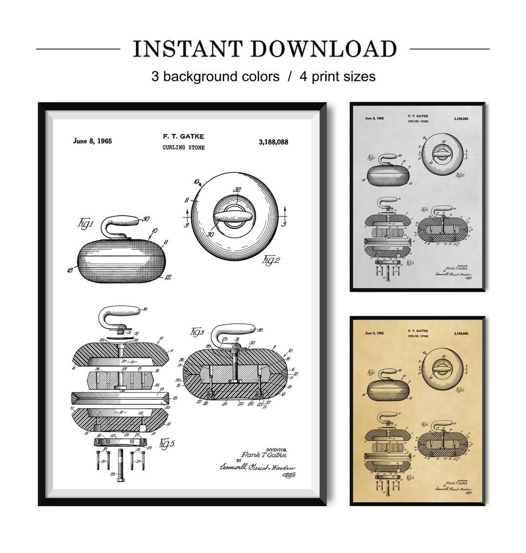 Curling Stone Patent Poster – Curling Wall Art & Gifts for Enthusiasts ...