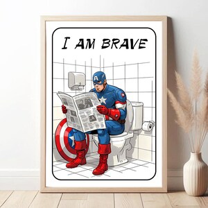 Superhero Bathroom Sign Set | Funny Restroom Wall Art | Set of 6 - Etsy