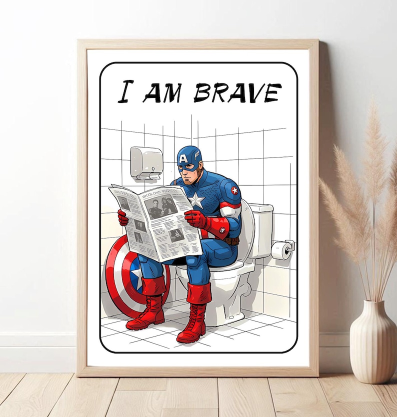 Superhero Bathroom Sign Set | Funny Restroom Wall Art | Set of 6 - Etsy