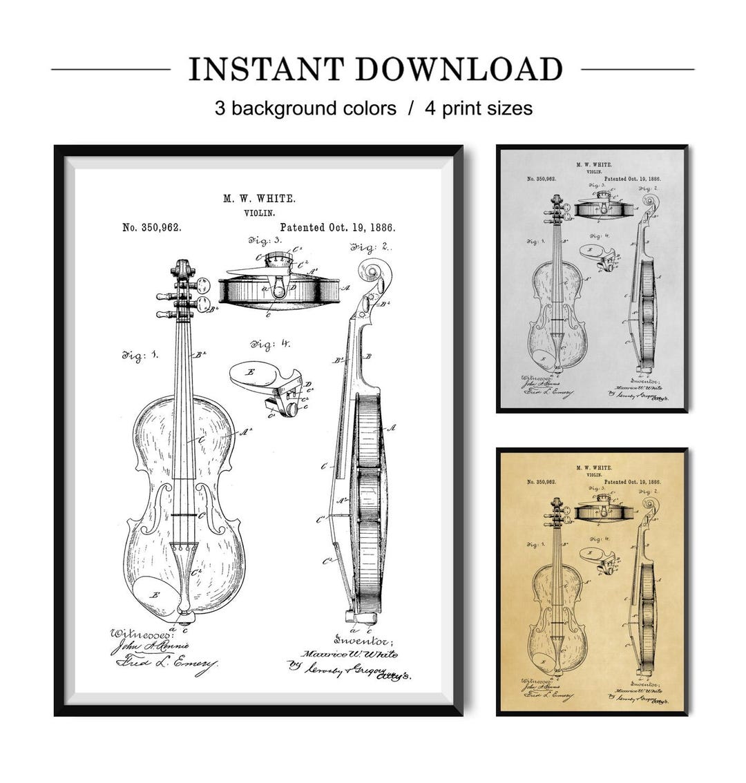 Violin Patent Poster – Music Instrument Blueprint, Music Gift Art - Etsy