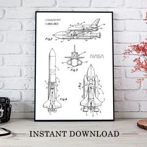 Set of 4 Space Patent Prints, Space Capsule, Mars Rover, Shuttle - Etsy