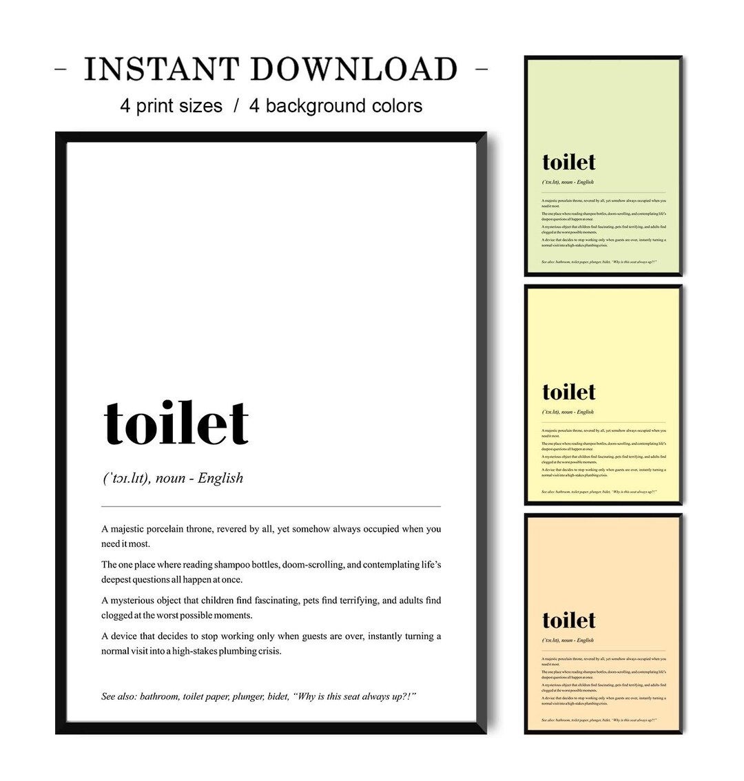 Toilet Definition Print | Bathroom Decor | Printable Wall Art - Etsy