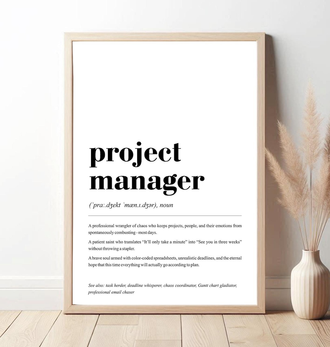 Project Manager Definition Print | Funny Office Wall Art | Digital ...