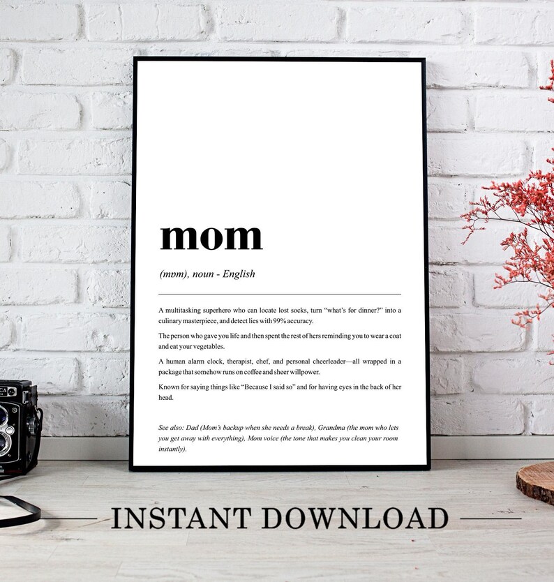 Mom Definition Print, Funny Mother's Day Gift, Minimalist Typography ...