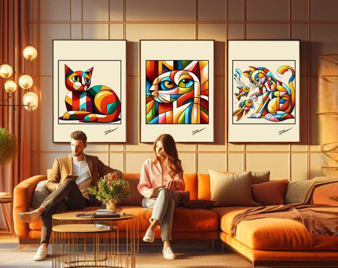 Cat Print Wall Art, Set of 3 Wall Art, Cat Poster, Cat Art, Cat Decor ...