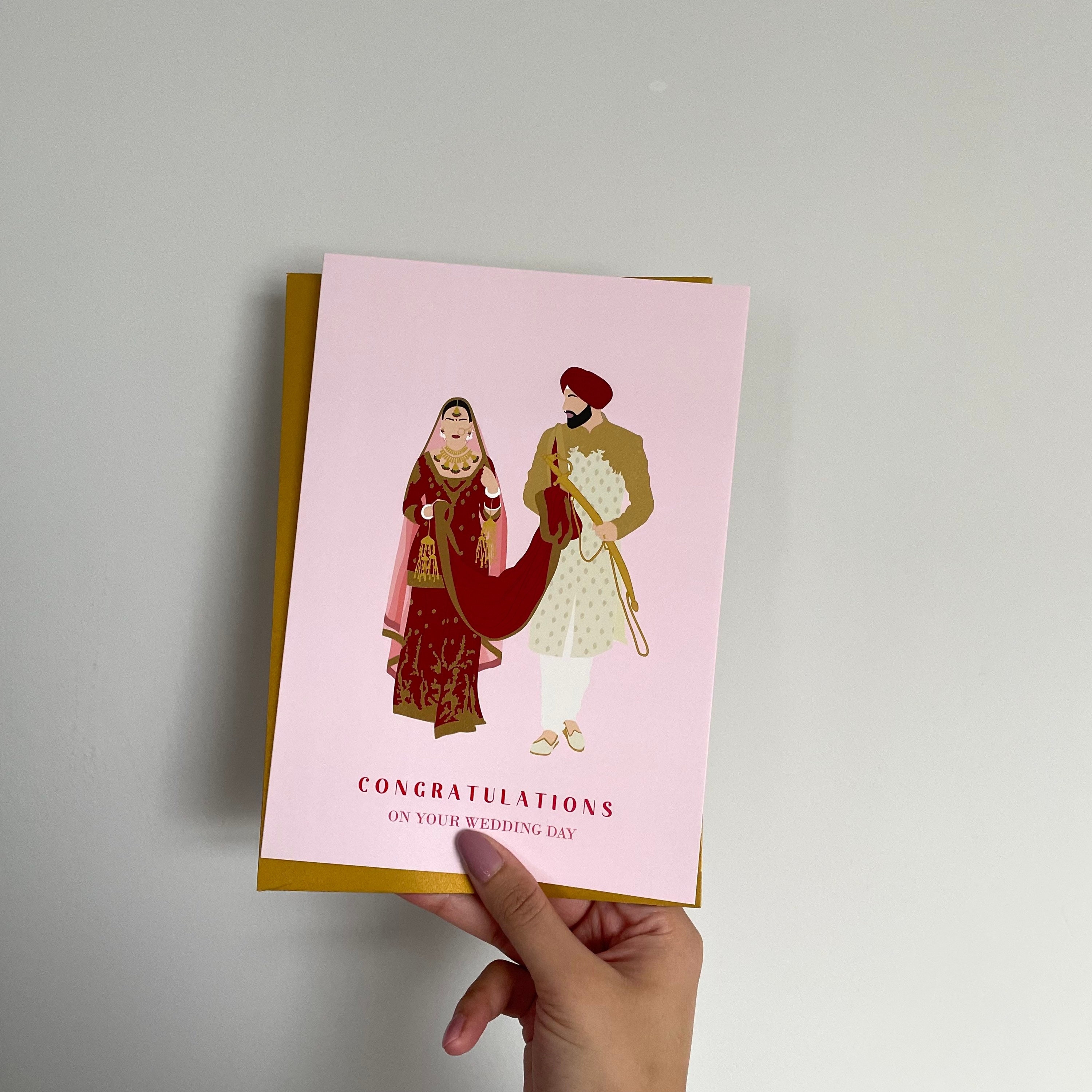 Punjabi Bride and Groom Card Punjabi Wedding Card Congratulations on ...