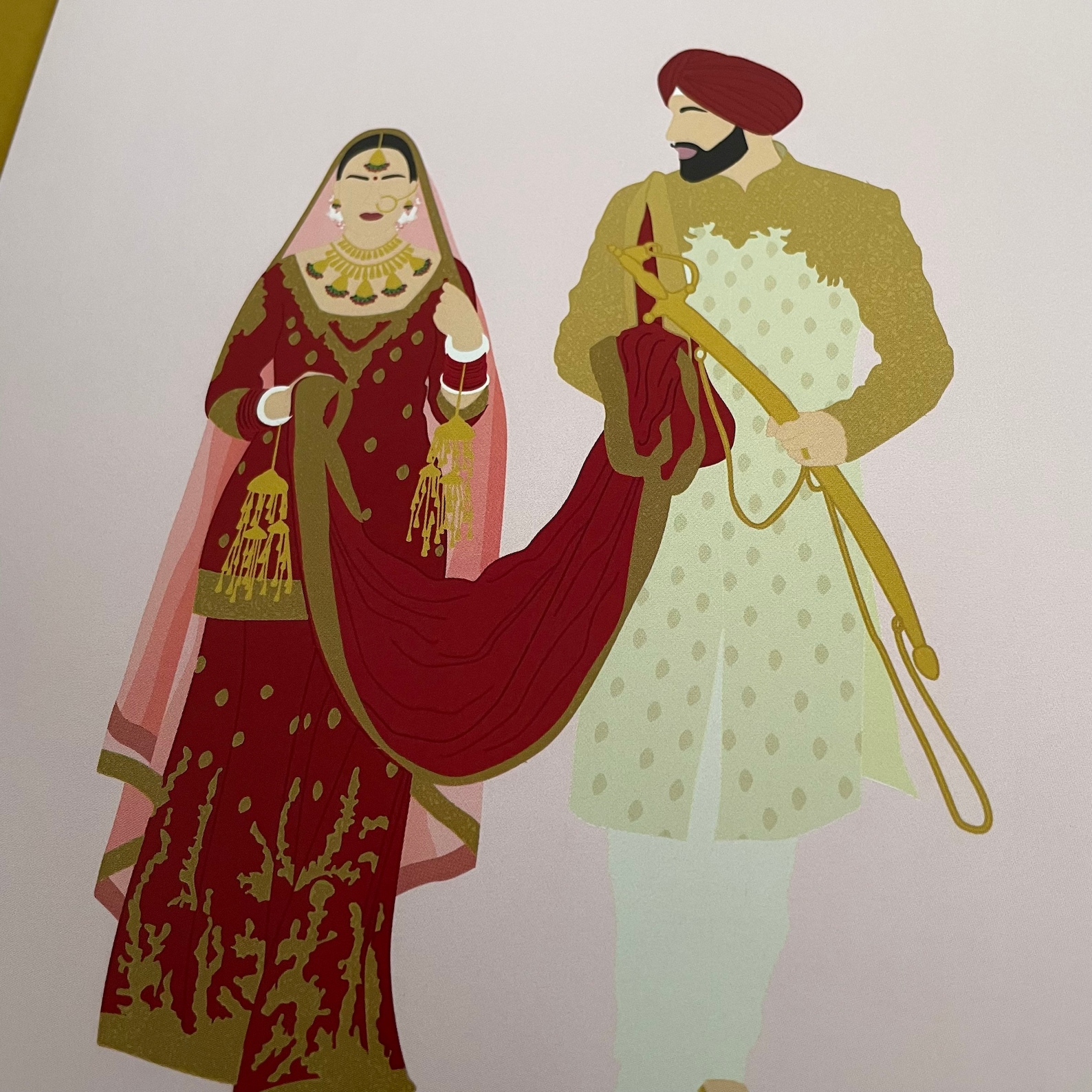Punjabi Bride and Groom Card Punjabi Wedding Card Congratulations on ...