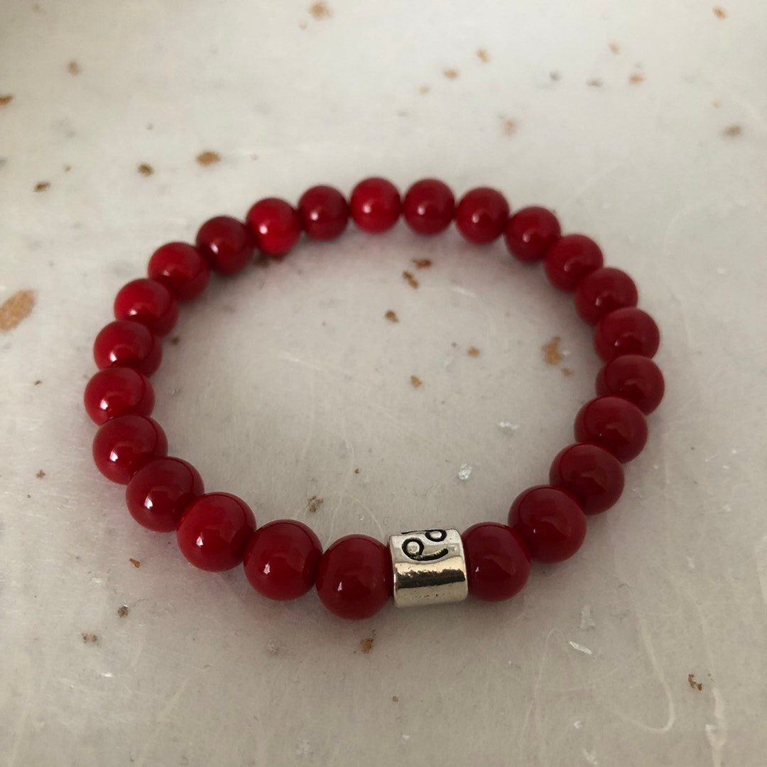 Red Coral Cancer Star Sign Zodiac Sign Bracelet - Etsy