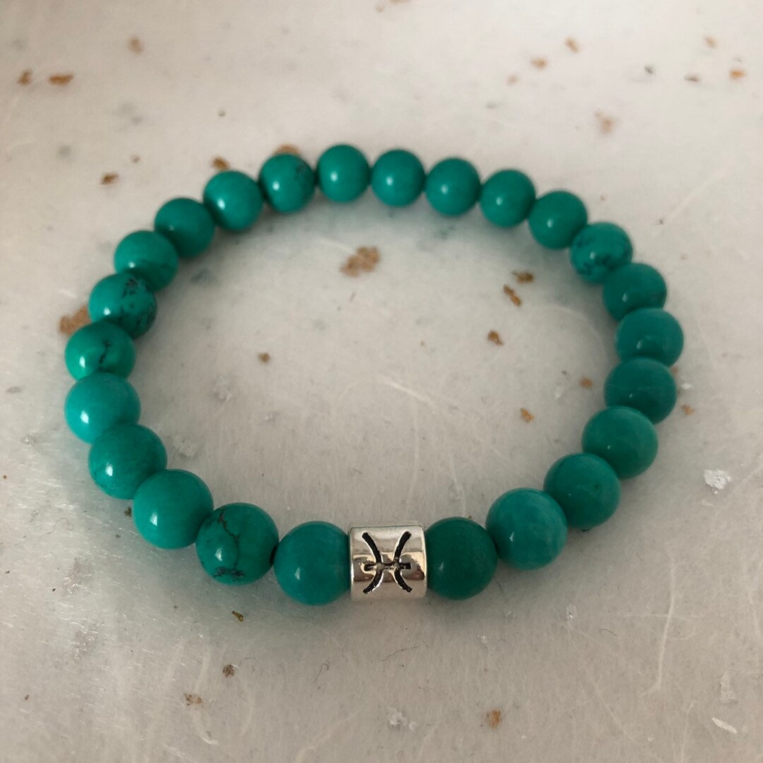 Turquoise Blue Pisces Star Sign Zodiac Sign Bracelet - Etsy