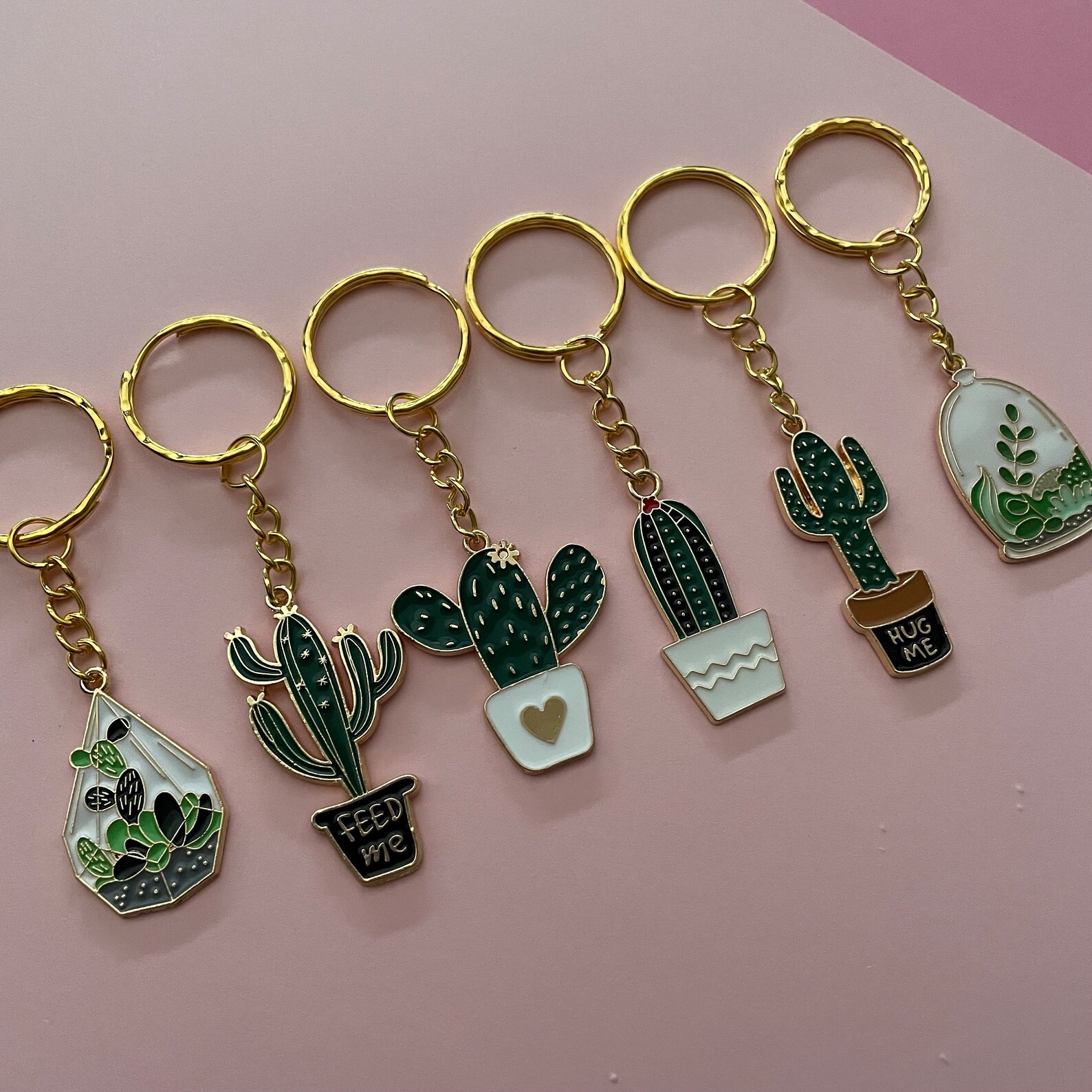 Plant Keyring Potted Plant Cactus Plant Keyring Enamel Keyring Unisex ...