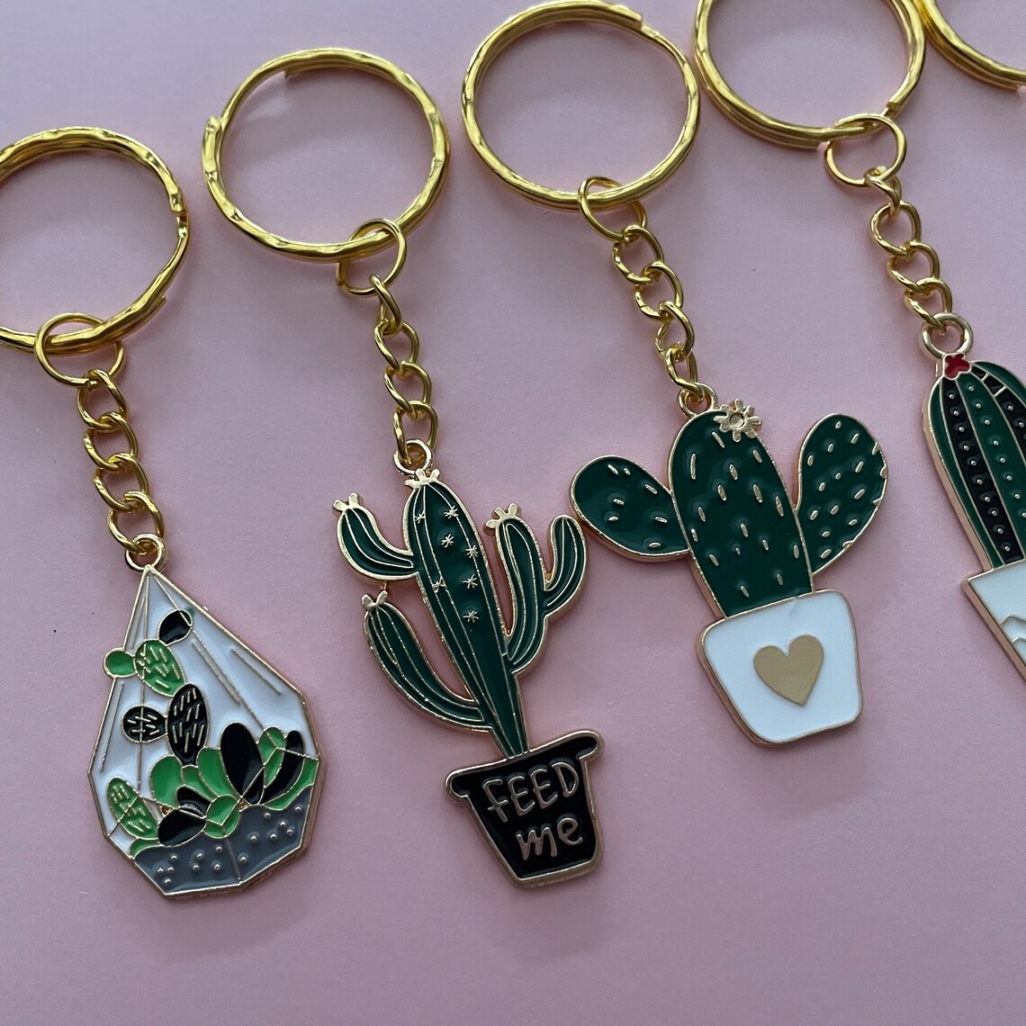 Plant Keyring Potted Plant Cactus Plant Keyring Enamel Keyring Unisex ...