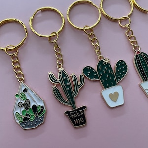 Plant Keyring Potted Plant Cactus Plant Keyring Enamel Keyring Unisex ...