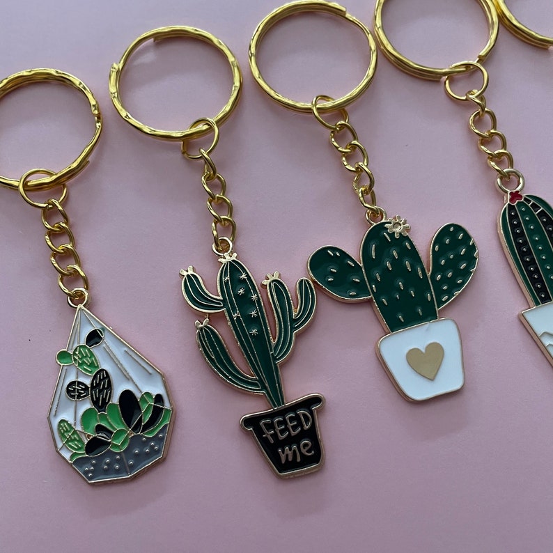 Plant Keyring Potted Plant Cactus Plant Keyring Enamel Keyring Unisex ...