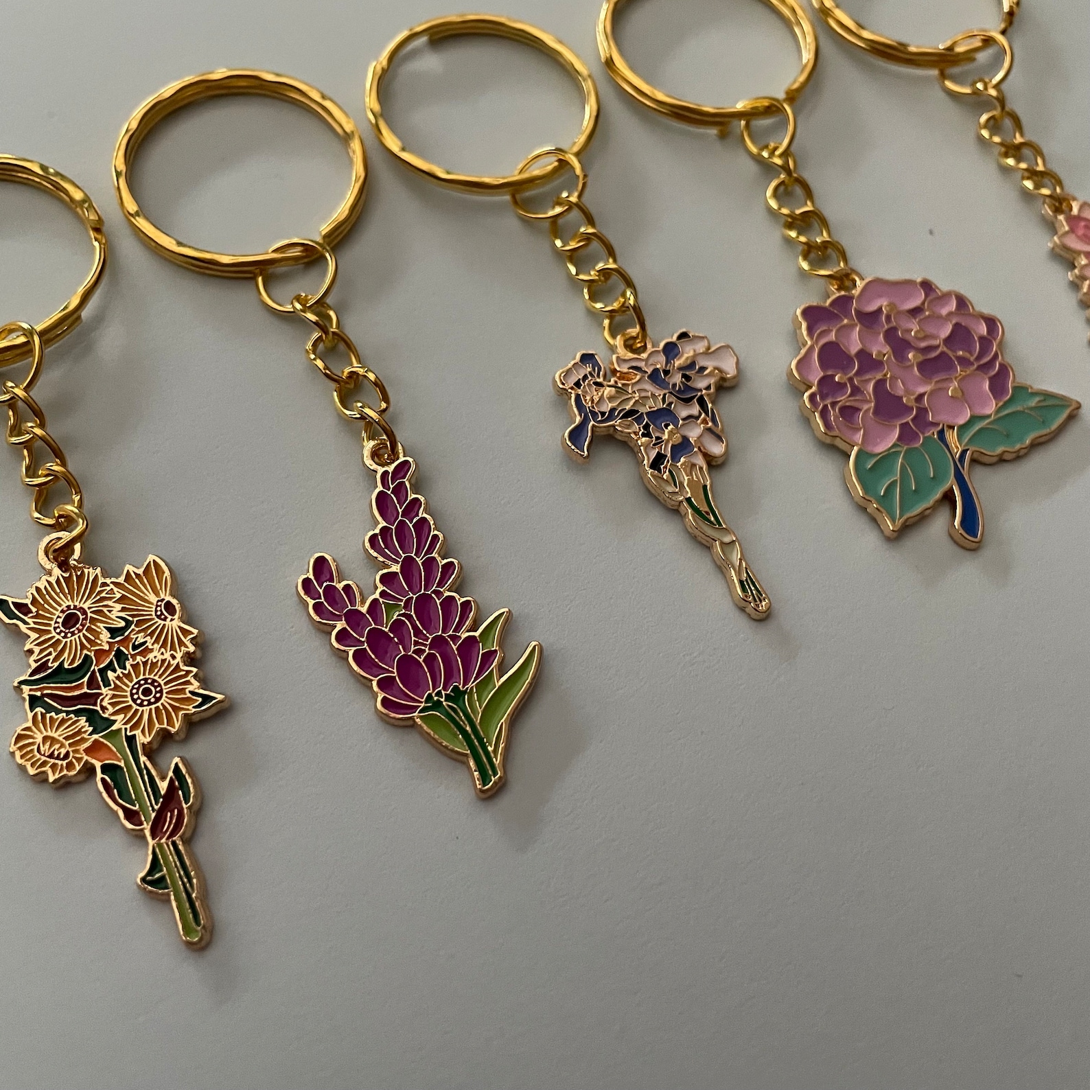 Flower Keyring Flower Bunch Keyring Enamel Keyring Unisex - Etsy