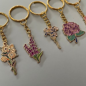 Flower Keyring Flower Bunch Keyring Enamel Keyring Unisex - Etsy