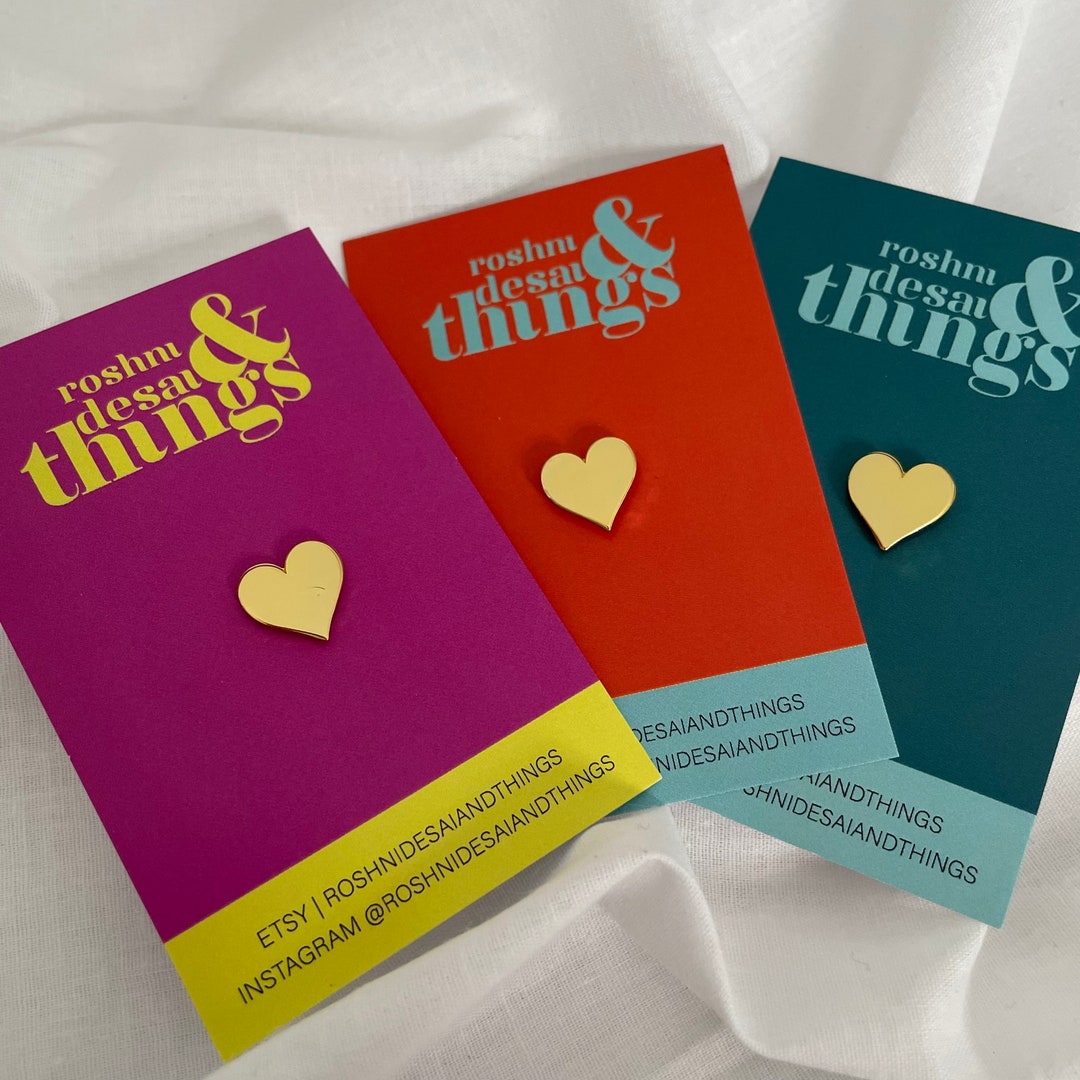 Heart Pin Badge Gold Heart Pin Gold Enamel Pin Badge Gold Heart Pin ...