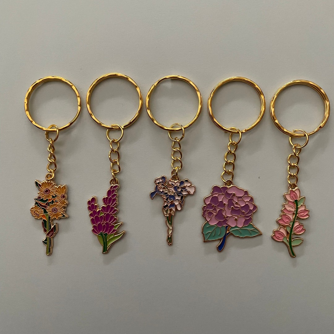 Flower Keyring Flower Bunch Keyring Enamel Keyring Unisex - Etsy