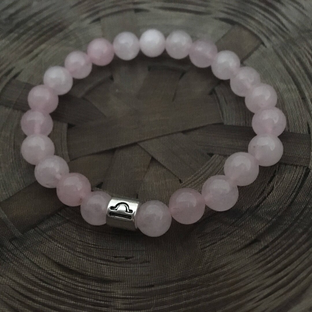 Rose Quartz Libra Star Sign Zodiac Sign Bracelet - Etsy