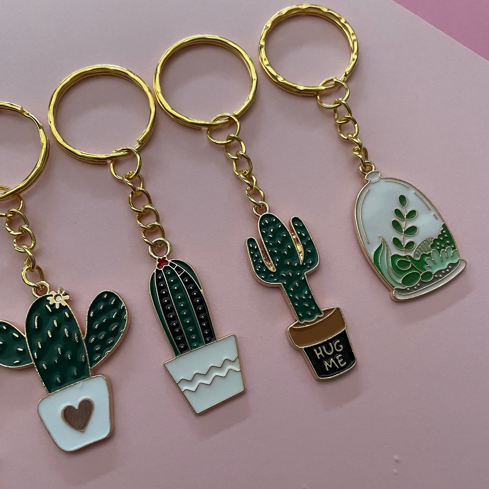 Plant Keyring Potted Plant Cactus Plant Keyring Enamel Keyring Unisex ...