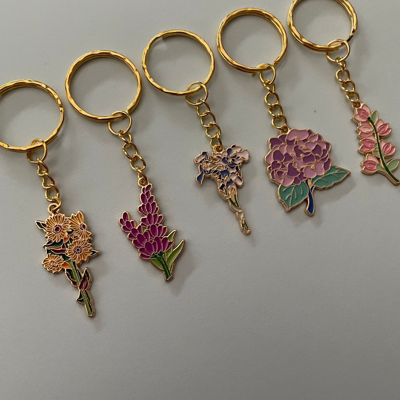 Flower Keyring Flower Bunch Keyring Enamel Keyring Unisex - Etsy