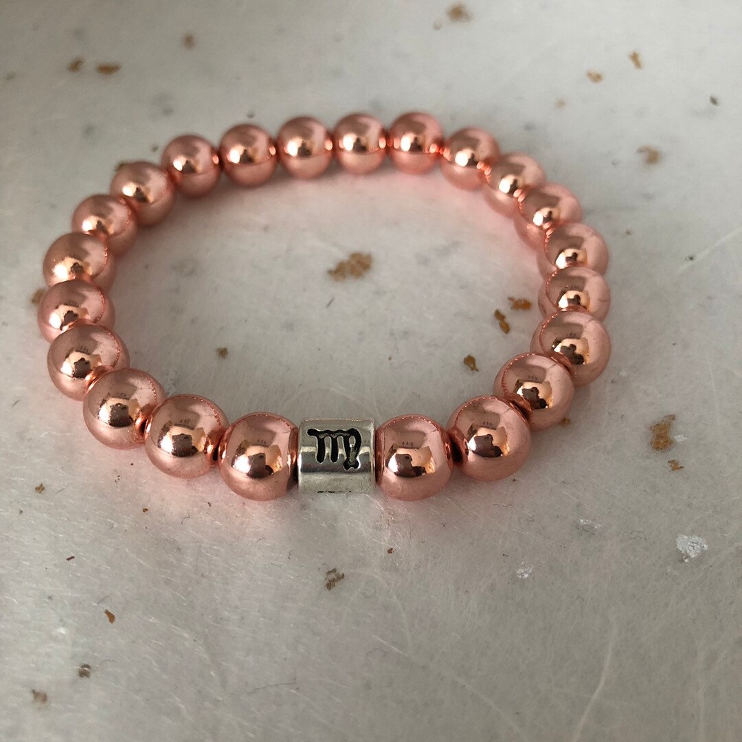 Rose Gold Virgo Star Sign Zodiac Sign Bracelet - Etsy
