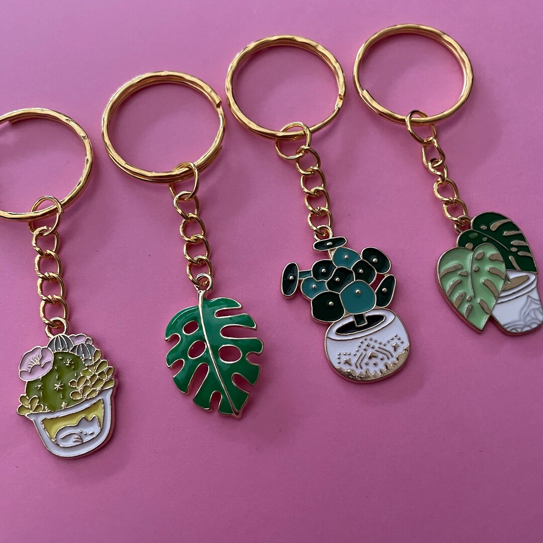 Plant Keyring Potted Plant Cactus Plant Keyring Enamel Keyring Unisex ...