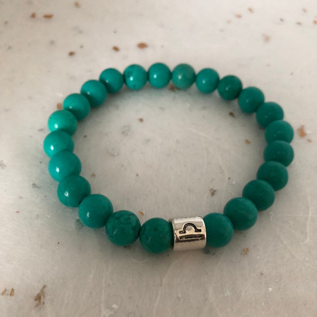 Turquoise Blue Libra Star Sign Zodiac Sign Bracelet - Etsy