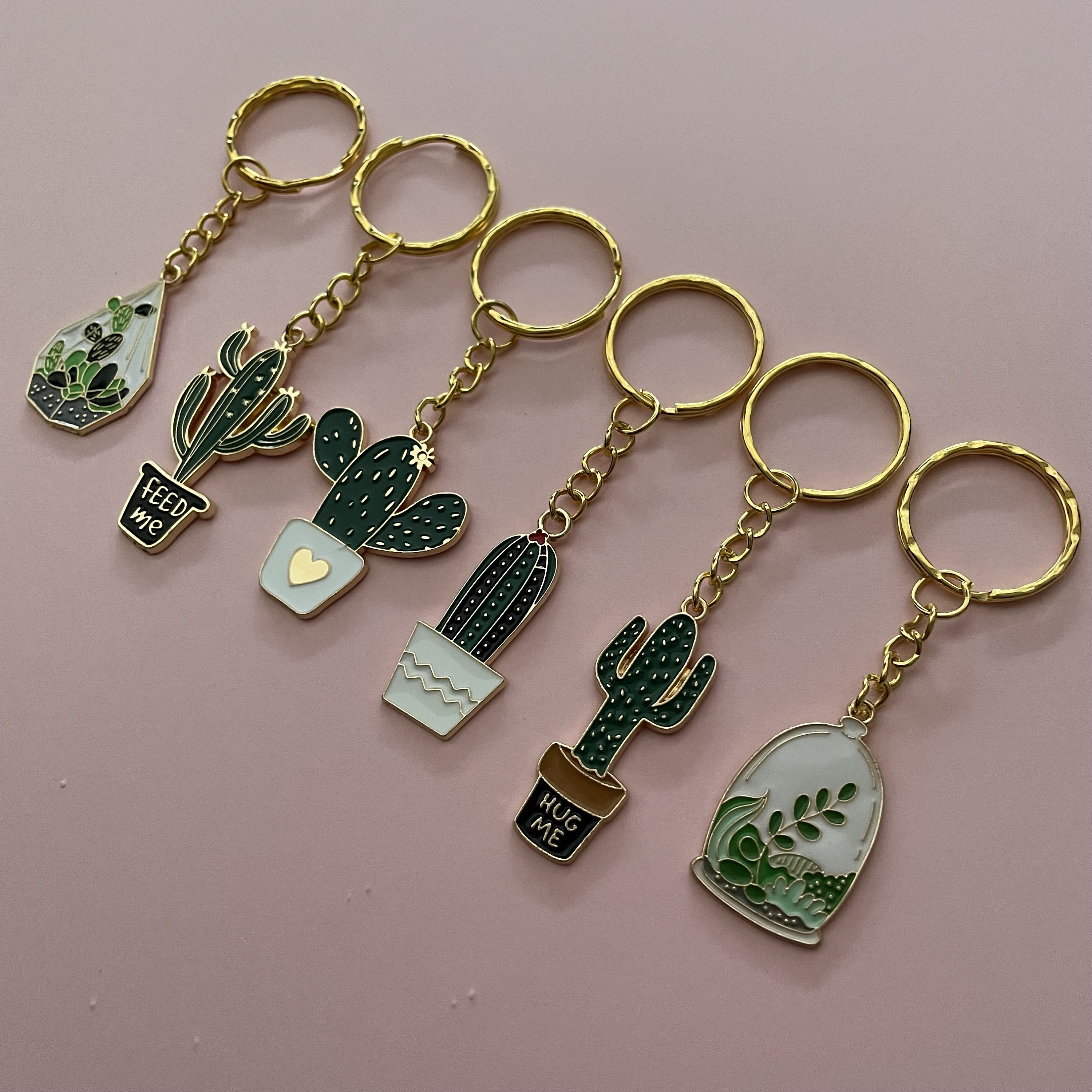 Plant Keyring Potted Plant Cactus Plant Keyring Enamel Keyring Unisex ...