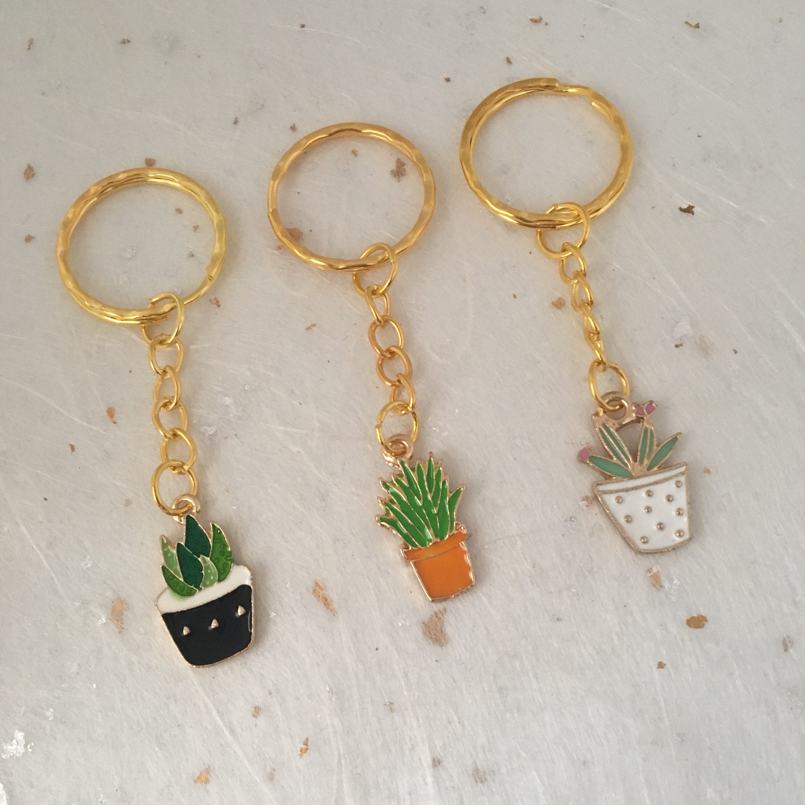 Plant Keyring Potted Plant Cactus Plant Keyring Enamel Keyring - Etsy UK