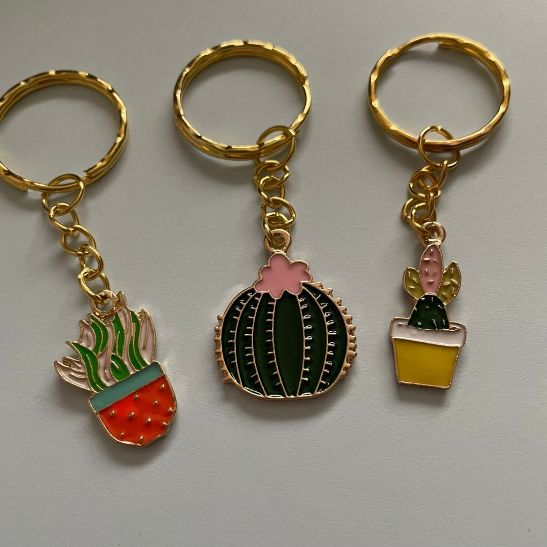 Plant Keyring Potted Plant Cactus Plant Keyring Enamel Keyring - Etsy ...