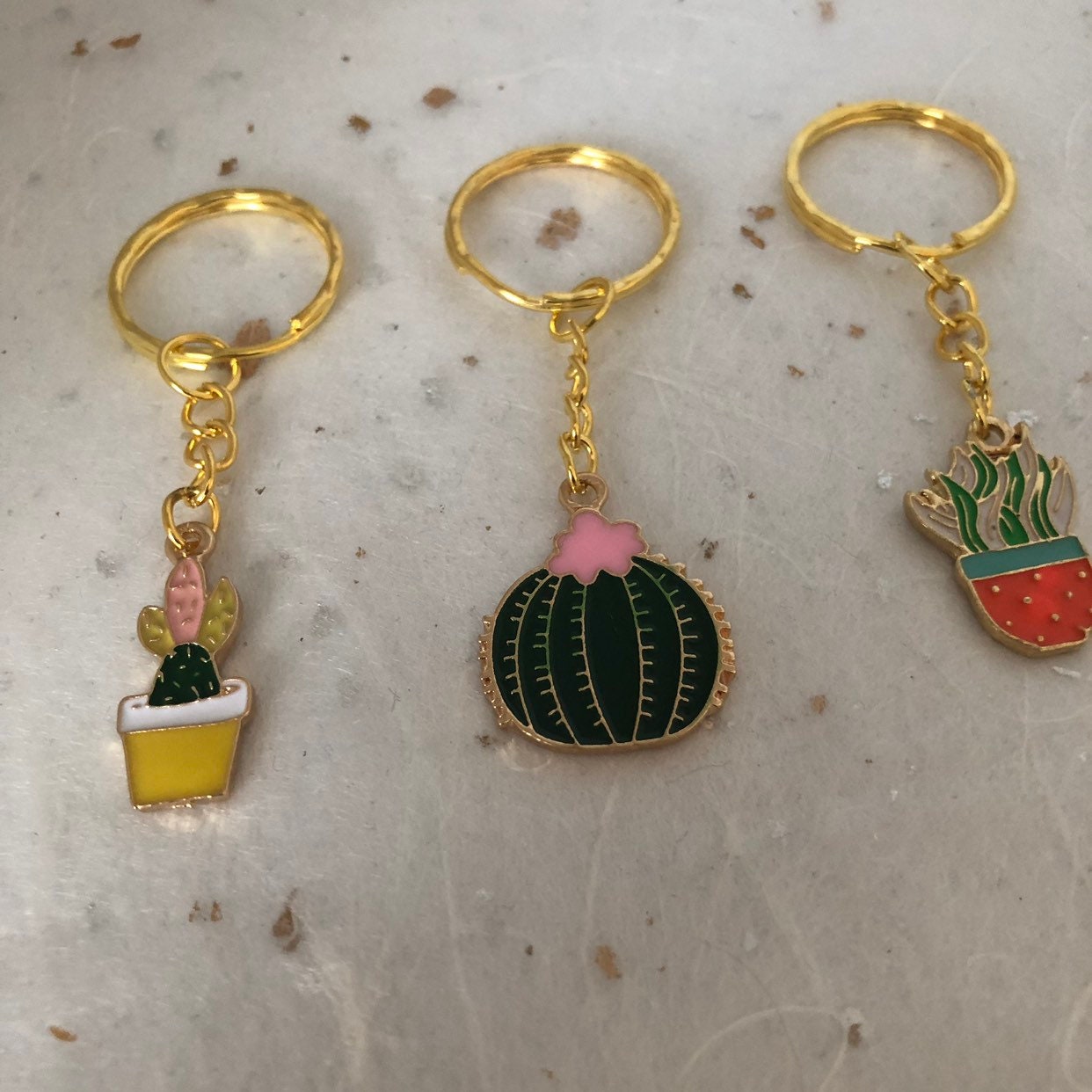 Plant Keyring Potted Plant Cactus Plant Keyring Enamel Keyring | Etsy