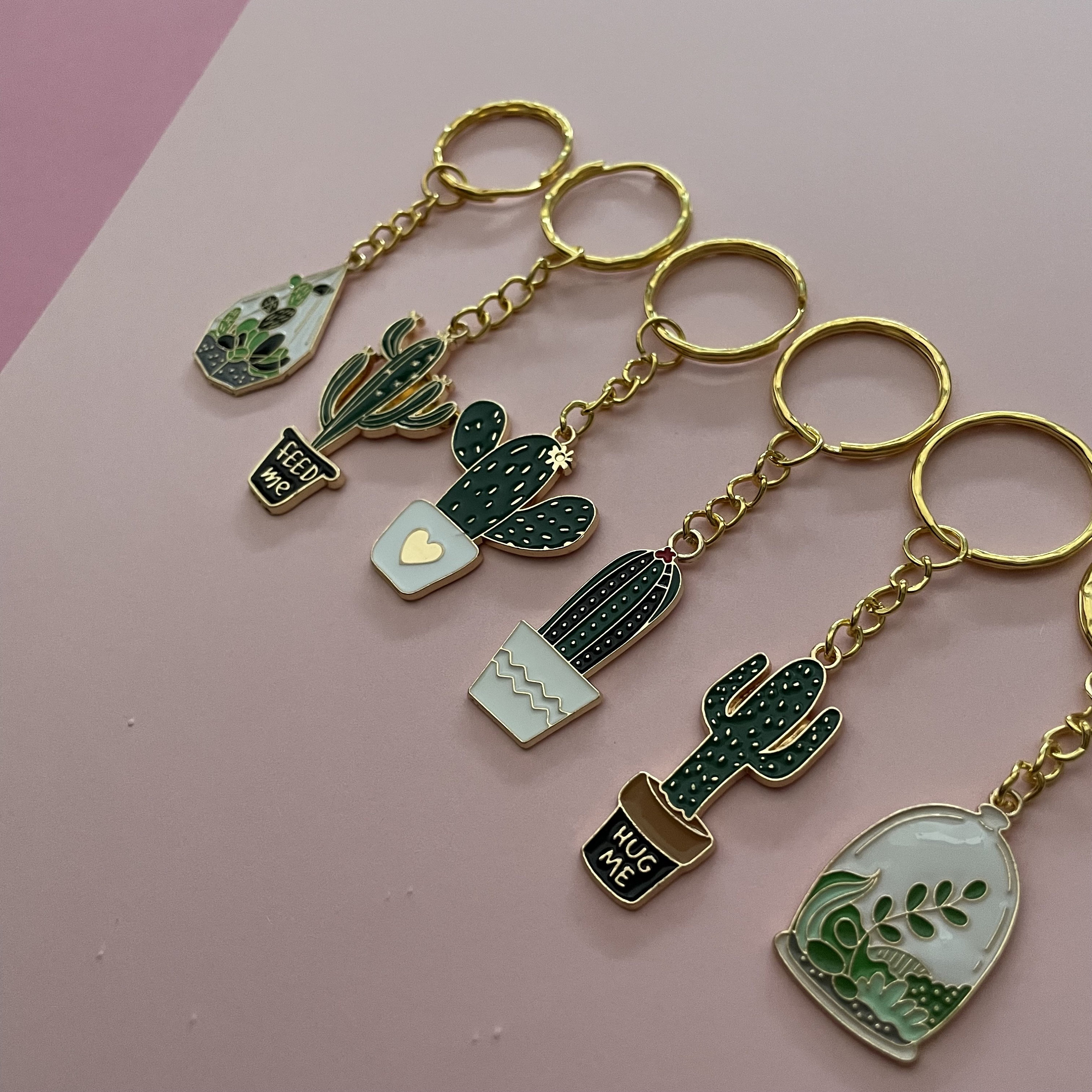 Plant Keyring Potted Plant Cactus Plant Keyring Enamel Keyring Unisex ...