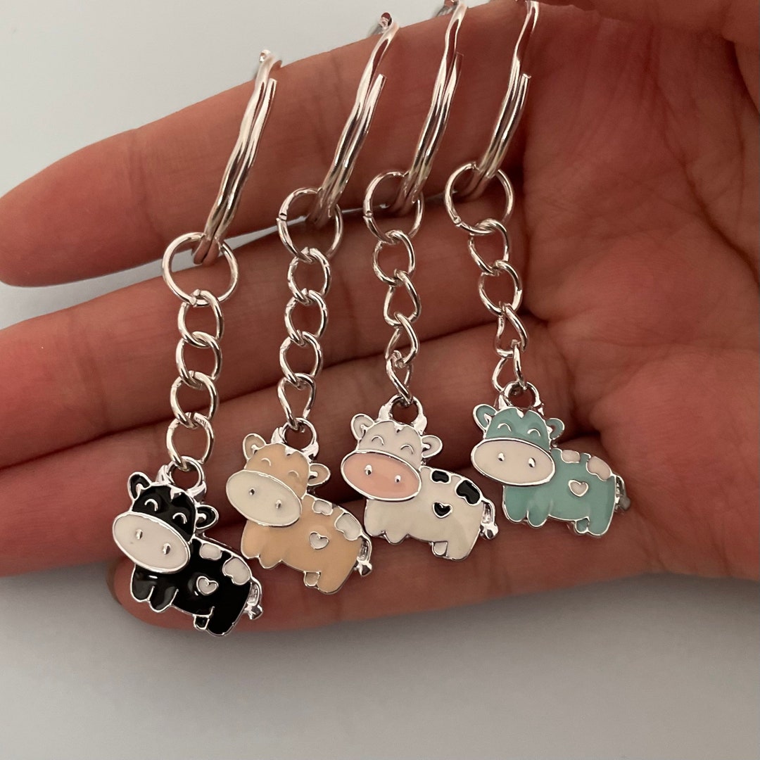 Cow Keyring Cow Keychain Cow Enamel Charm Cow Keyring Unisex - Etsy