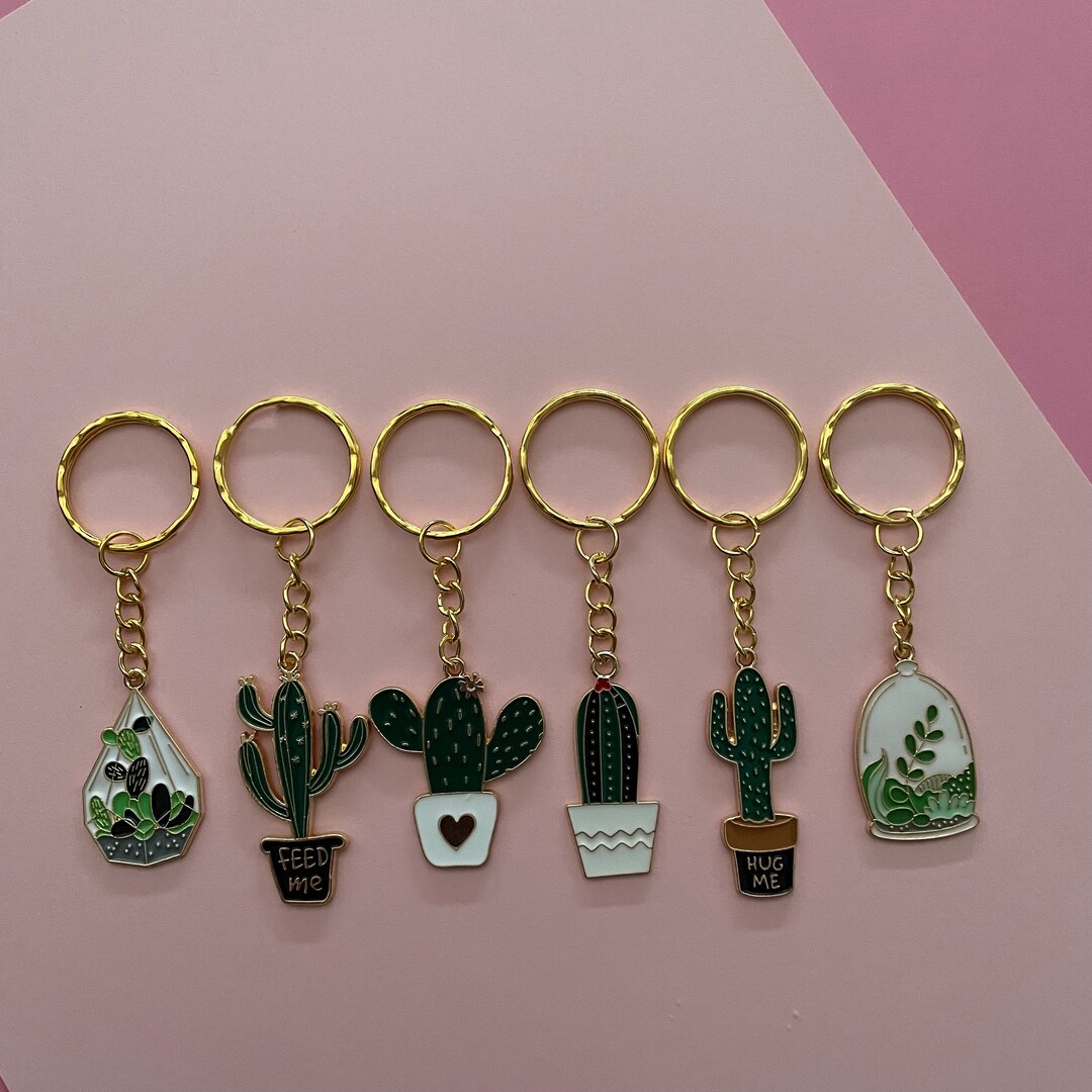 Plant Keyring Potted Plant Cactus Plant Keyring Enamel Keyring Unisex ...