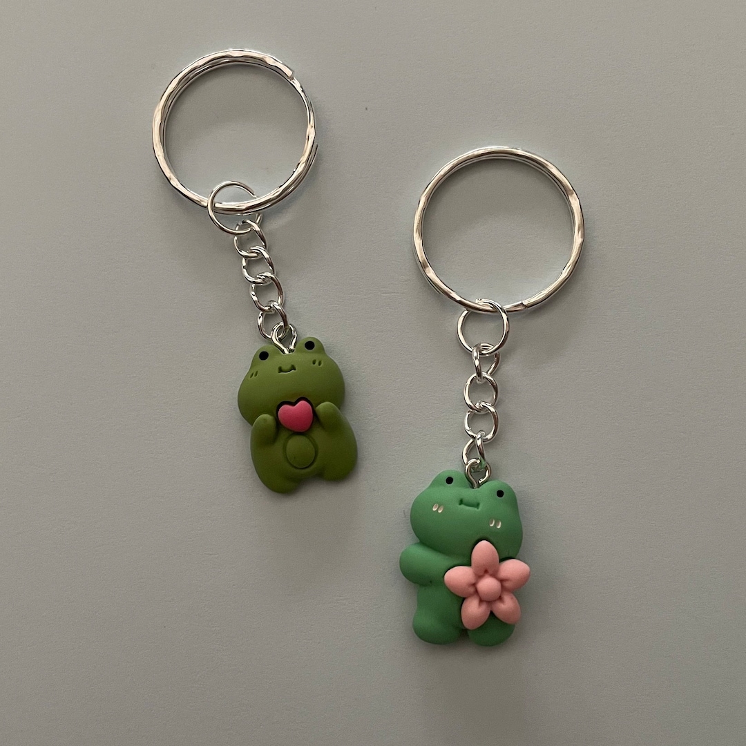 Cute Frog Keyring Cute Frog With Heart Cutsey Frog Keyring - Etsy
