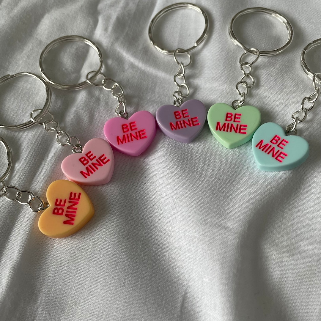 Love Heart Keyring Couples Keyring Love Heart Keychain Sweets Keyring ...