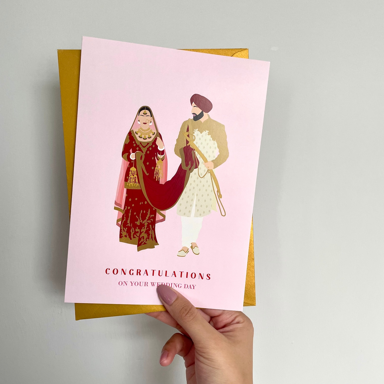 Punjabi Bride and Groom Card Punjabi Wedding Card Congratulations on ...