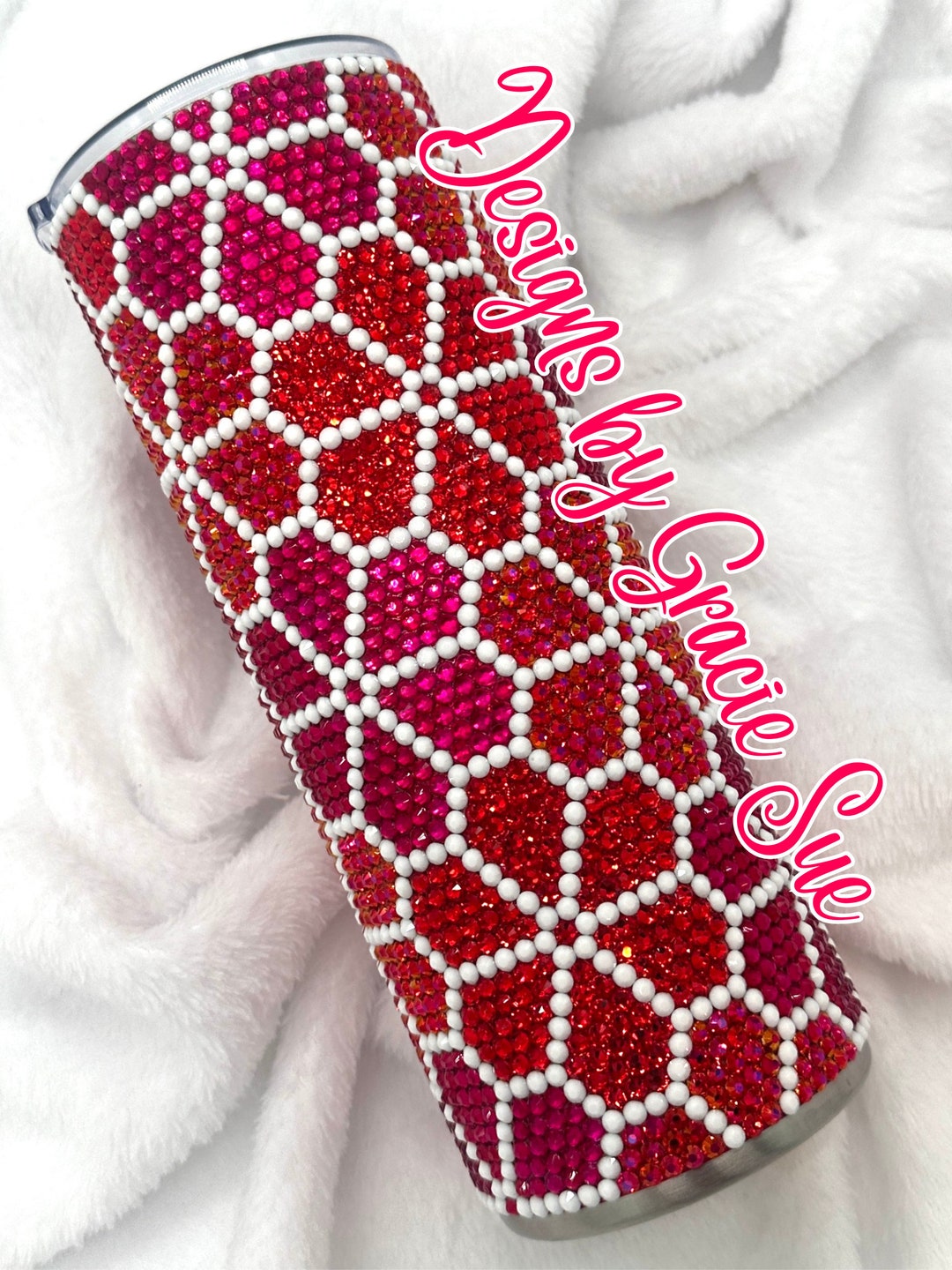 Hot Pink and Red Flower Bling Tumbler, Unique, Sparkle, Handmade - Etsy