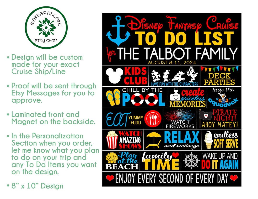 Disney Cruise Door Magnet Stateroom Magnet Family Cruise to Do List ...