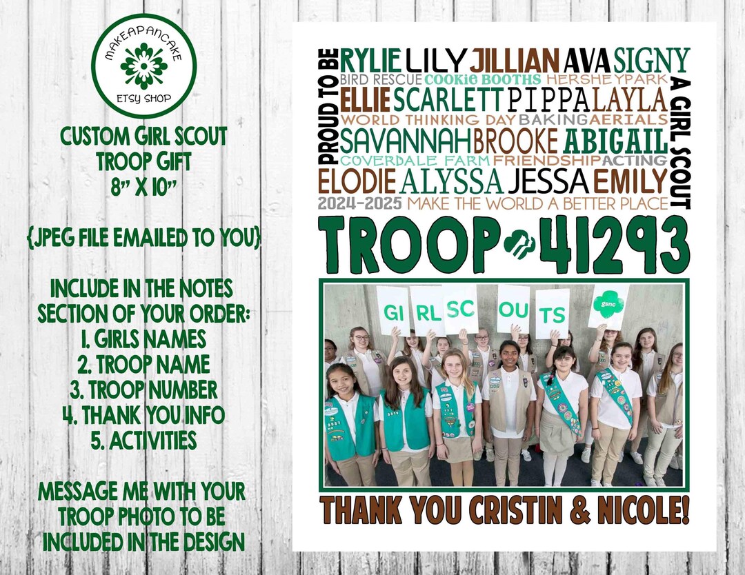 GIRL SCOUT TROOP Customized Gift | Girl Scout Leader Gift ...