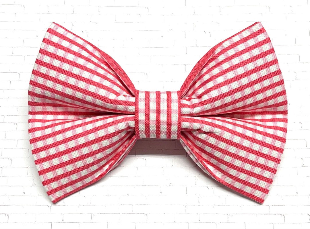 Pink Gingham Dog Bow - Etsy