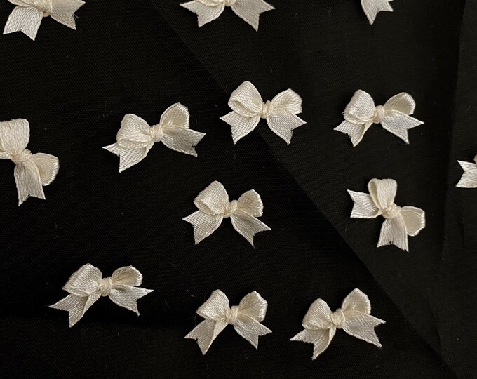 Tiny Ivory Bows 20mm, off White Satin Bows, Multi Purpose Bows, Card ...