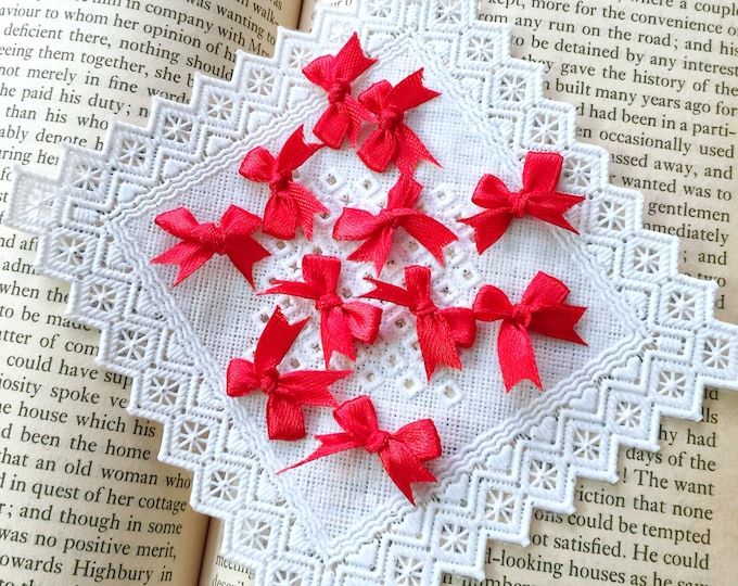 Set of Small Red Satin Bows 4 Inch Across Handmade, Great for Wreaths ...