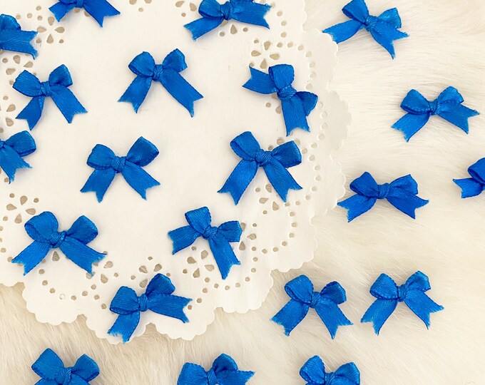 Tiny Royal Blue Bows 25-50pcs, Mini Satin Bows,pre Tied Bows, Small ...
