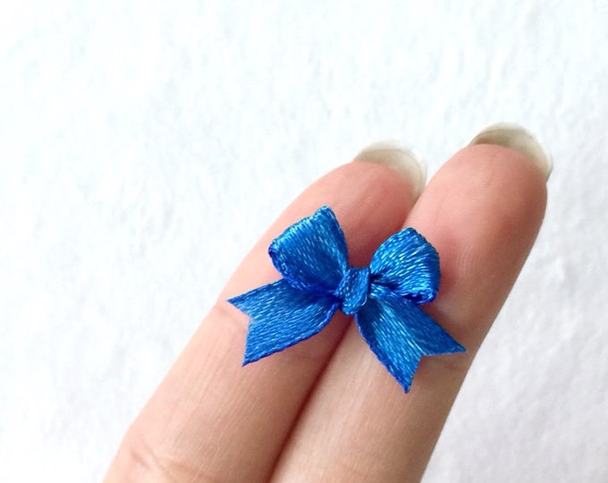 Tiny Cobalt Blue Bows 25-50 Pcs, Mini Satin Bows, Hand Tied Knots, Blue ...