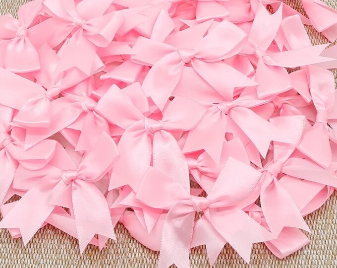 Large Pink Satin Bows 3.5 Inch XL, Pink Ribbon Bows, Hand Tied Fray ...
