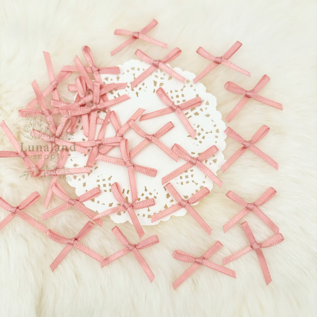 Mini Dusty Pink Bows 1/8 Ribbon, Rose Pink Bows, Small Satin Bows, Gift ...