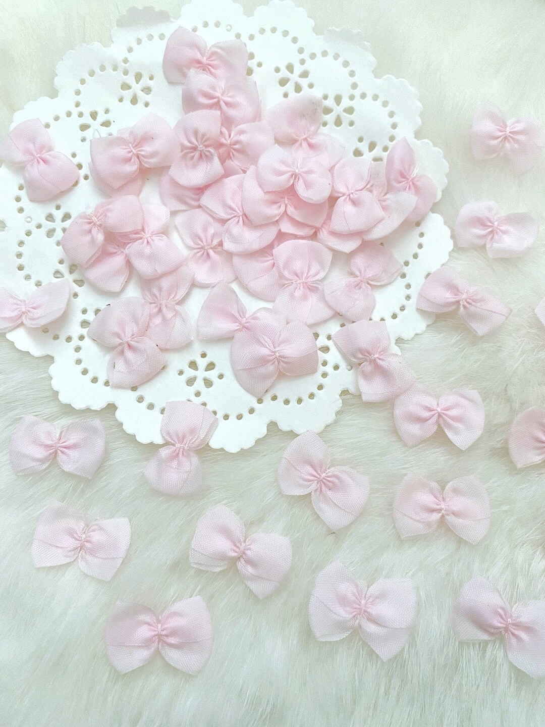 Pastel Pink Mini Chiffon Bows 20mm, Light Pink Ribbon Bows,miniature ...